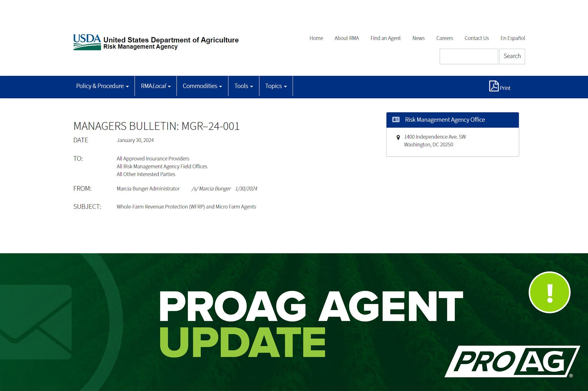 Whole-Farm Revenue Protection (WFRP) and Micro Farm Agents - ProAg